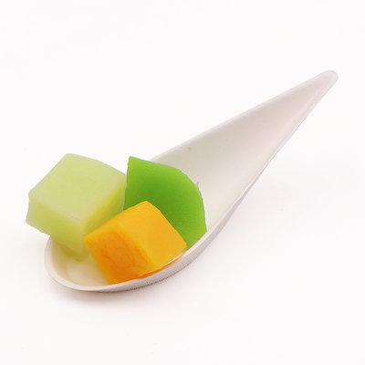 Biodegradable tear drop spoon shape sugarcane fruit dish disposable bagasse paper sauce fish tray supplier