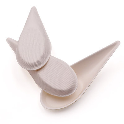 Biodegradable tear drop spoon shape sugarcane fruit dish disposable bagasse paper sauce fish tray supplier