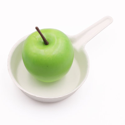Biodegradable spoon shallow pan shape sugarcane tableware cake tray disposable bagasse paper sauces tray supplier