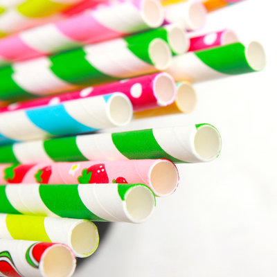 Custom biodegradable food grade 10mm millimeter colorful kraft paper straws for milk tea party supplier