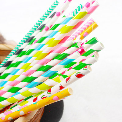Custom biodegradable food grade 10mm millimeter colorful kraft paper straws for milk tea party supplier