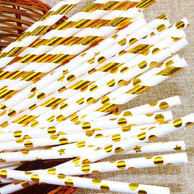 Degradable pulp paper straws 6mm diameter hot foil straws for bar birthday party DIY home decorate supplier