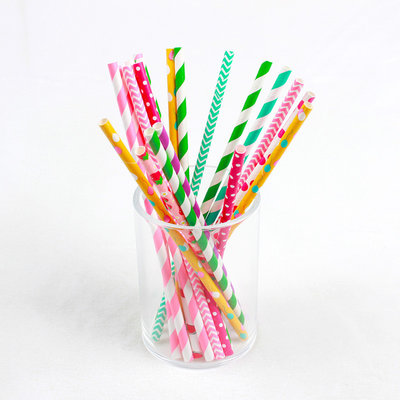 200pcs pack 6mm diameter food safe ink printing spots paper straws compostable waved pulp straws for party DIY supplier