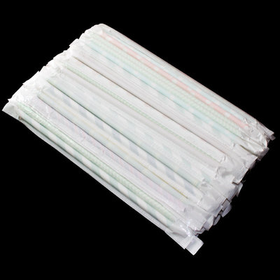 100pcs pack 6mm diameter individual packing paper straws food safe ink printing compostable pulp straws supplier