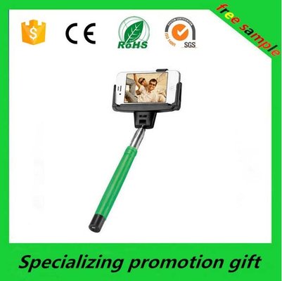 Green / Yellow Stainless Steel Smartphone Selfie Stick / Selfie Monopod