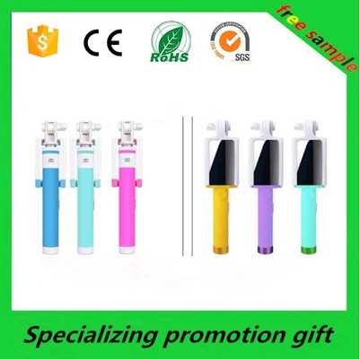 Portable Adjustable Monopod Selfie Sticks Blue / Pink With Mirror Wire