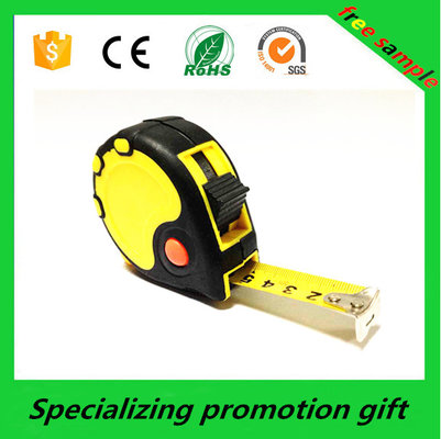 Red button yellow tape steel Retractable Tape Measure with TPR coating