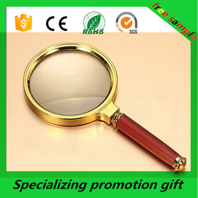 Custom Wooden Handle 2x / 5x Magnifying Glass For Promotional Gift