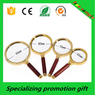 Custom Wooden Handle 2x / 5x Magnifying Glass For Promotional Gift