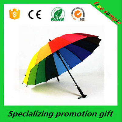 Auto Open 24k Rainbow Straight Handle Umbrella With Metal Frame