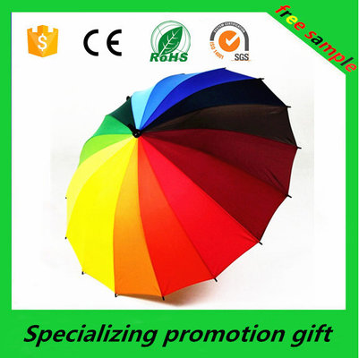 Auto Open 24k Rainbow Straight Handle Umbrella With Metal Frame