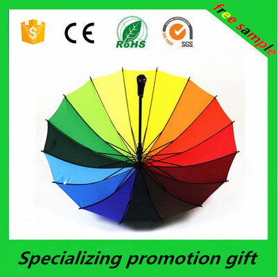 Auto Open 24k Rainbow Straight Handle Umbrella With Metal Frame