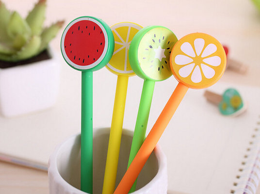 Colorful Fruit Shaped Promotional Products Pens With Plastic Case