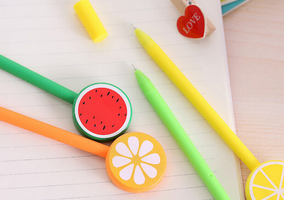 Colorful Fruit Shaped Promotional Products Pens With Plastic Case