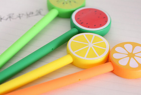 Colorful Fruit Shaped Promotional Products Pens With Plastic Case