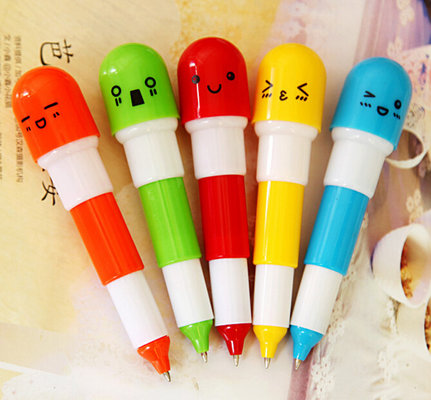 Pill Shaped Vitamin Ballpen Promotional Stationery With Smile Face