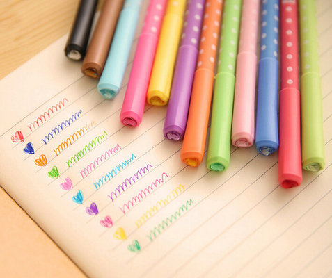 Promotional Orange / Green / Yellow Plastic Advertising Ball Pen Heart Shape