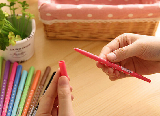 Promotional Orange / Green / Yellow Plastic Advertising Ball Pen Heart Shape