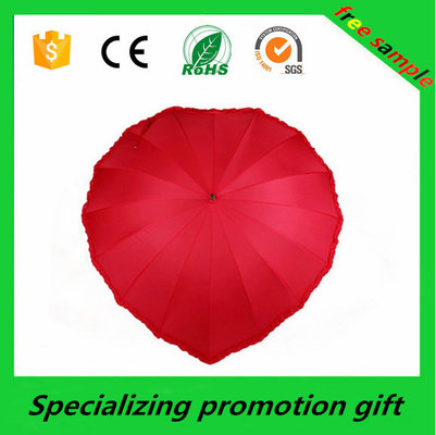 25 Inch 16 Ribs Manual Open Custom Printed Umbrellas Heart Shaped Umbrella