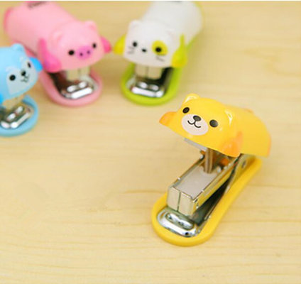 OEM Cute Animals ABS Case Miniature Stapler With Blister Package