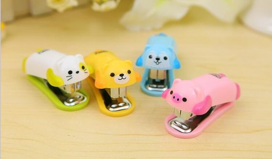 OEM Cute Animals ABS Case Miniature Stapler With Blister Package