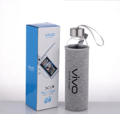 Heat Resistant Borosilicate 300ML coloured glass water bottles For Travel