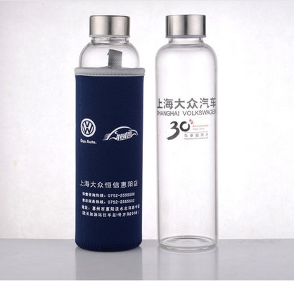 Heat Resistant Borosilicate 300ML coloured glass water bottles For Travel