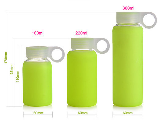 Silicone Sleeve Reusable Glass Water Bottles With Compression Molding