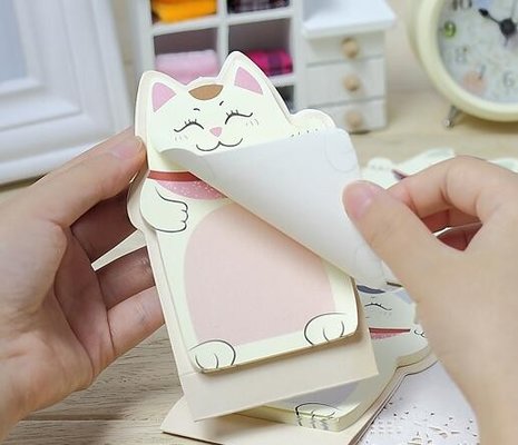 Children Promotional Stationery , Cute Cat Colored Sticky Notes