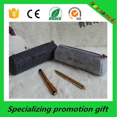 Handmade Wool Felt Pencil Bag Promotional Stationery With Silk Screen Printing