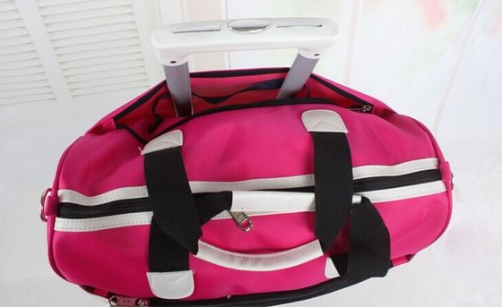 Customized Pink PU Trolley Carry On Promotional Gift Bags With Lock