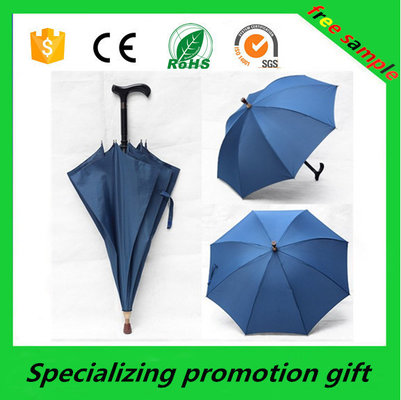 Popular Walking Stick Custom Printed Umbrellas Blue With Digital Printing