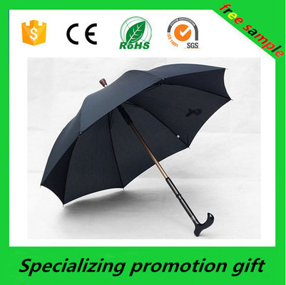 Black Big Pongee / Nylon Custom Printed Umbrellas / Crutch Umbrella