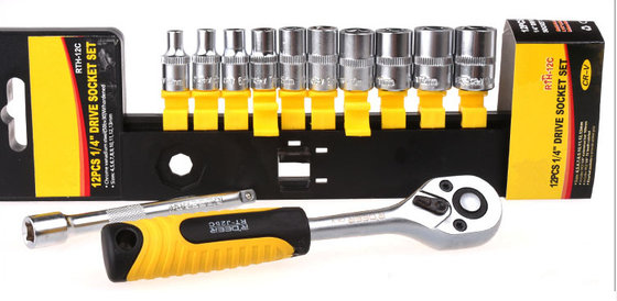 12pcs 1/2&1/4 Ratchet Socket Wrench Tool Kit Automobile Repairing Tool Kit
