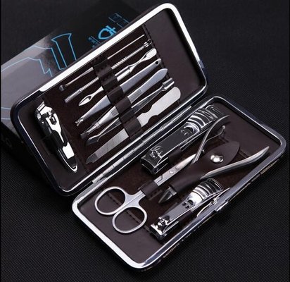 Stainless Steel 12pcs Promotional Tool Kits , Portable Nail Manicure Set