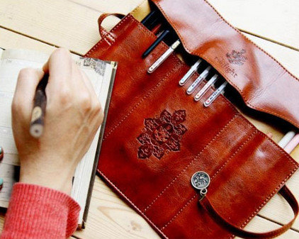 pretty Promotional Stationery foldable pu pencil bag 19*7.8cm