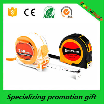 Rubber coated Retractable Tape Measure hand tools with transparency ABS case