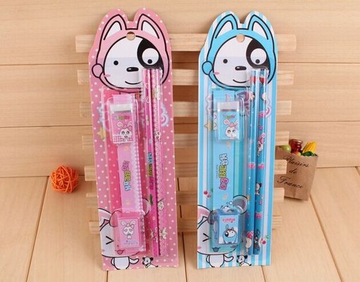 plastic paper personalized stationery gift sets with pencil ruler earser