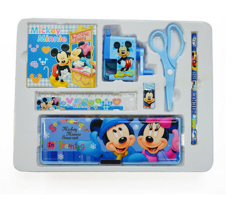 Cartoon Stationery set contain scissor pencil earser notebook ruler pencil sharpener