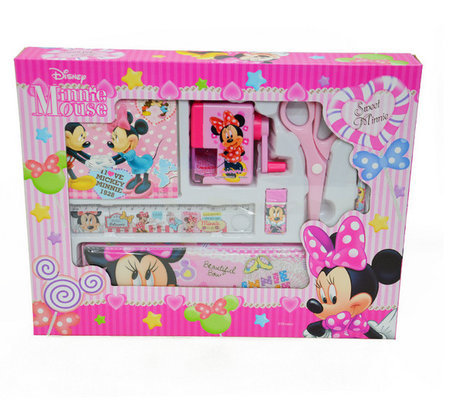 Cartoon Stationery set contain scissor pencil earser notebook ruler pencil sharpener