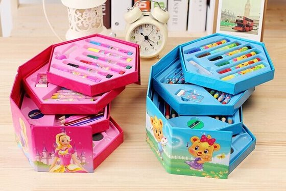 Sexangle box personalised stationery gifts with pencil ruler earser