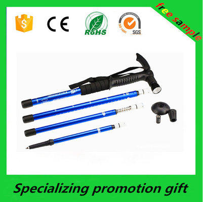 Aluminium Alloy Multifunction Alpenstock With Compass LED Light 4 Sections