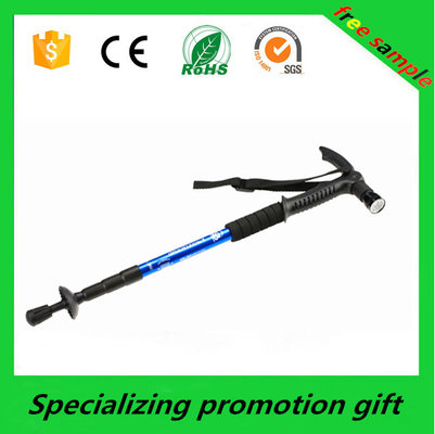 Aluminium Alloy Multifunction Alpenstock With Compass LED Light 4 Sections