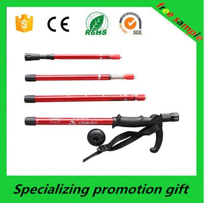 Aluminium Alloy Multifunction Alpenstock With Compass LED Light 4 Sections
