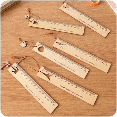 Novelty 15cm wood straight measuring ruler for promotion gift