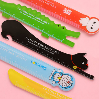 Fashionable 15cm plastic office school kids ruler cute animal shape