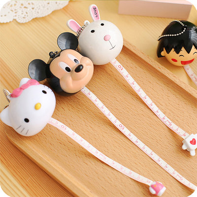 Cartoon character shape fashion measuring tape with keychain