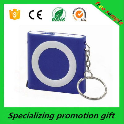 LED Light Gift PVC / Steel Retractable Tape Measure 1m With Keychain