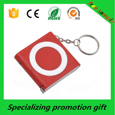 LED Light Gift PVC / Steel Retractable Tape Measure 1m With Keychain
