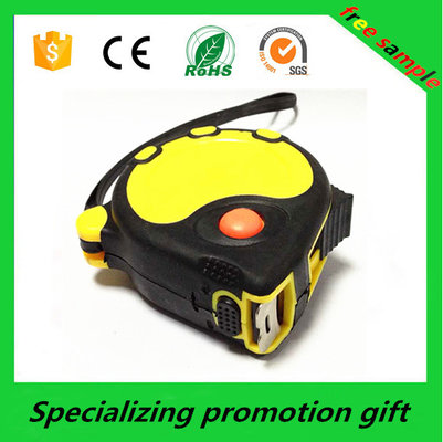 Red button yellow tape steel Retractable Tape Measure with TPR coating